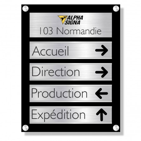 Interior directional panel with 4 custom interchangeable plates