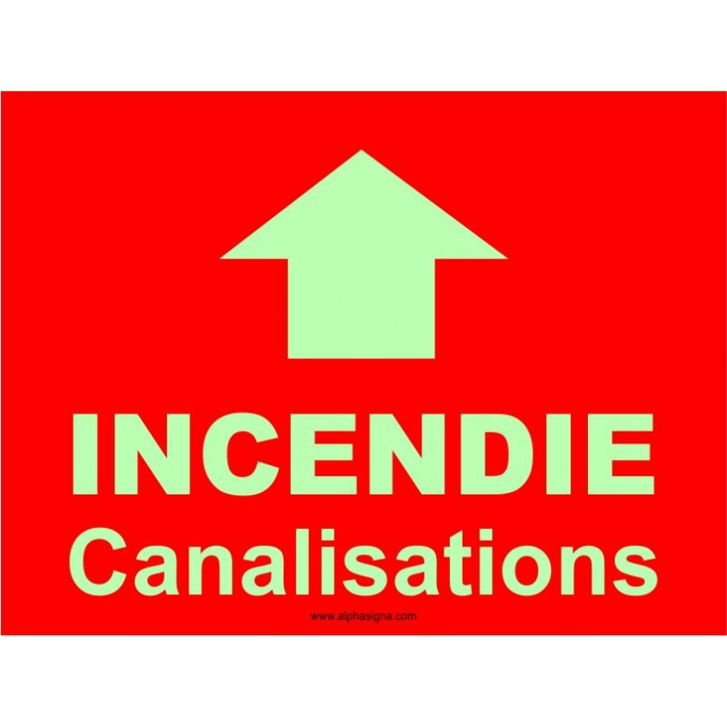 Photoluminescent fire safety sign: Fire pipes (arrow up)