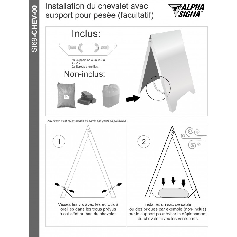 Chevalet de trottoir en aluminium - pancarte autoportante - Sortie avec ...