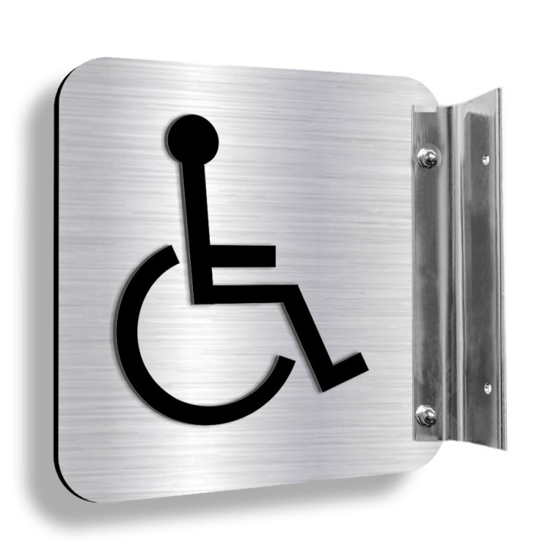 Perpendicular wall sign with 3D relief pictogram: Disabled toilet ...