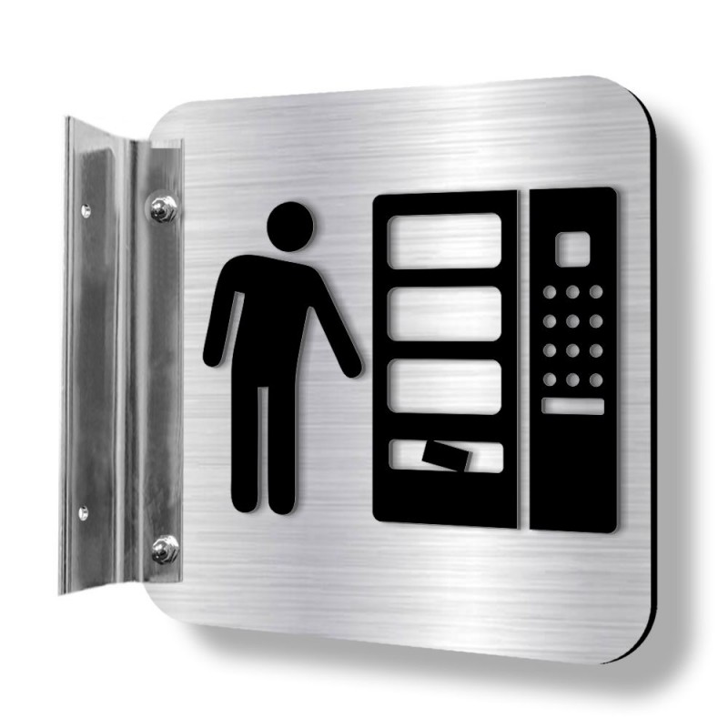 Perpendicular wall sign with 3D relief pictogram: Vending machine