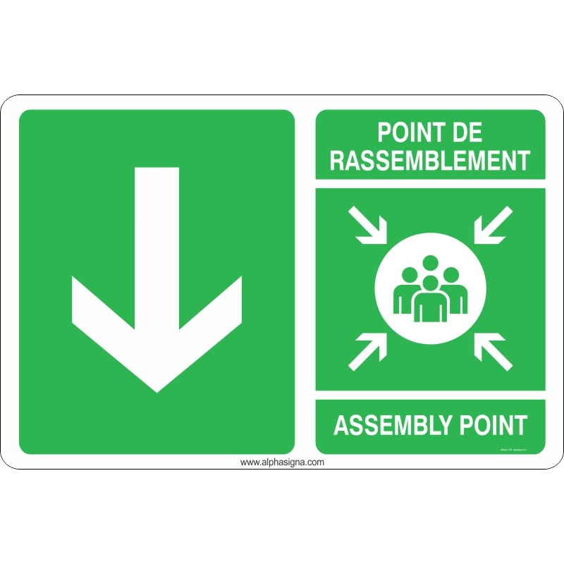 Affiche de sécurité-incendie bilingue: Point de rassemblement avec ...