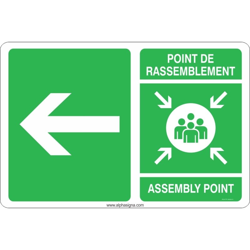 Affiche de sécurité-incendie bilingue: Point de rassemblement avec ...